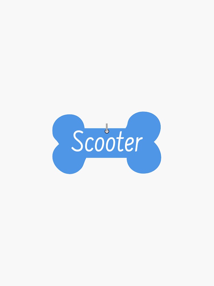 "Scooter - Dog Name Tag Blue" Sticker for Sale by Maddie Dyer | Redbubble