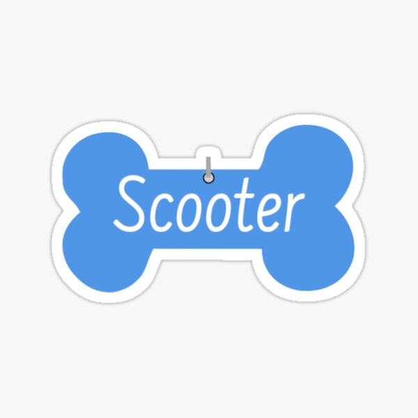 "Scooter - Dog Name Tag Blue" Sticker for Sale by Maddie Dyer | Redbubble