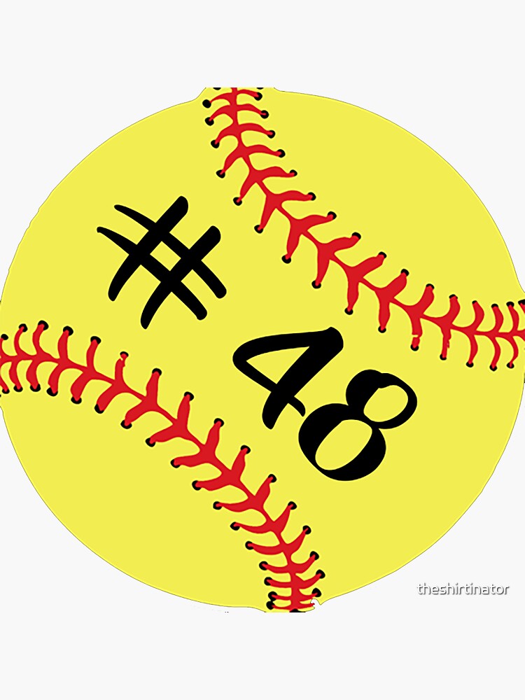 "Softball Player Jersey No 48 Back Number #48 Ball Sport Sticker Gift ...