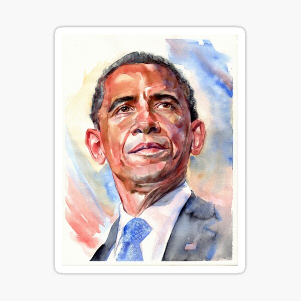 "Barack Obama portrait" Sticker for Sale by suzannsines | Redbubble