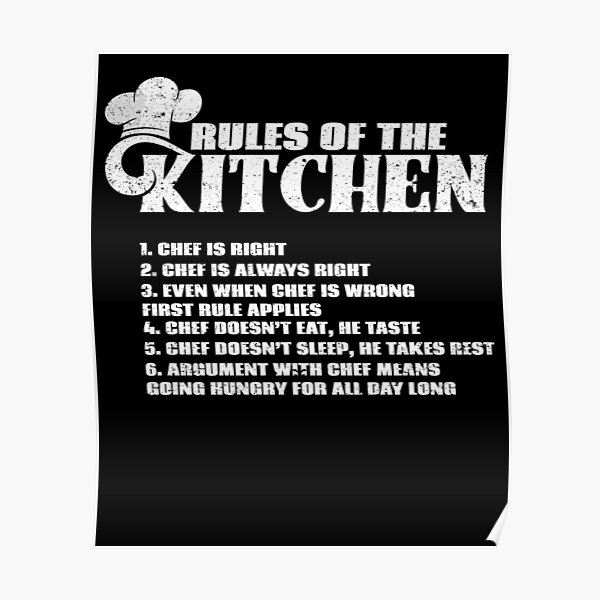 Poster « Règles de la cuisine chef cuisinier nourriture humour blague ...