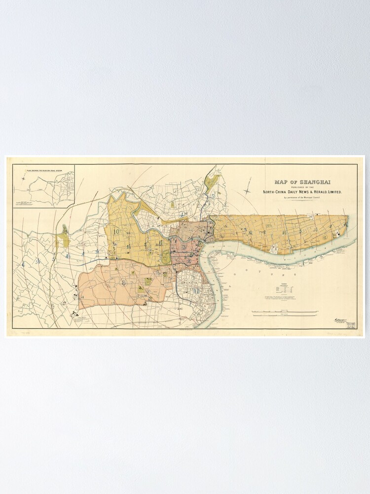 "Map of Shanghai, China (1918)" Poster by allhistory | Redbubble