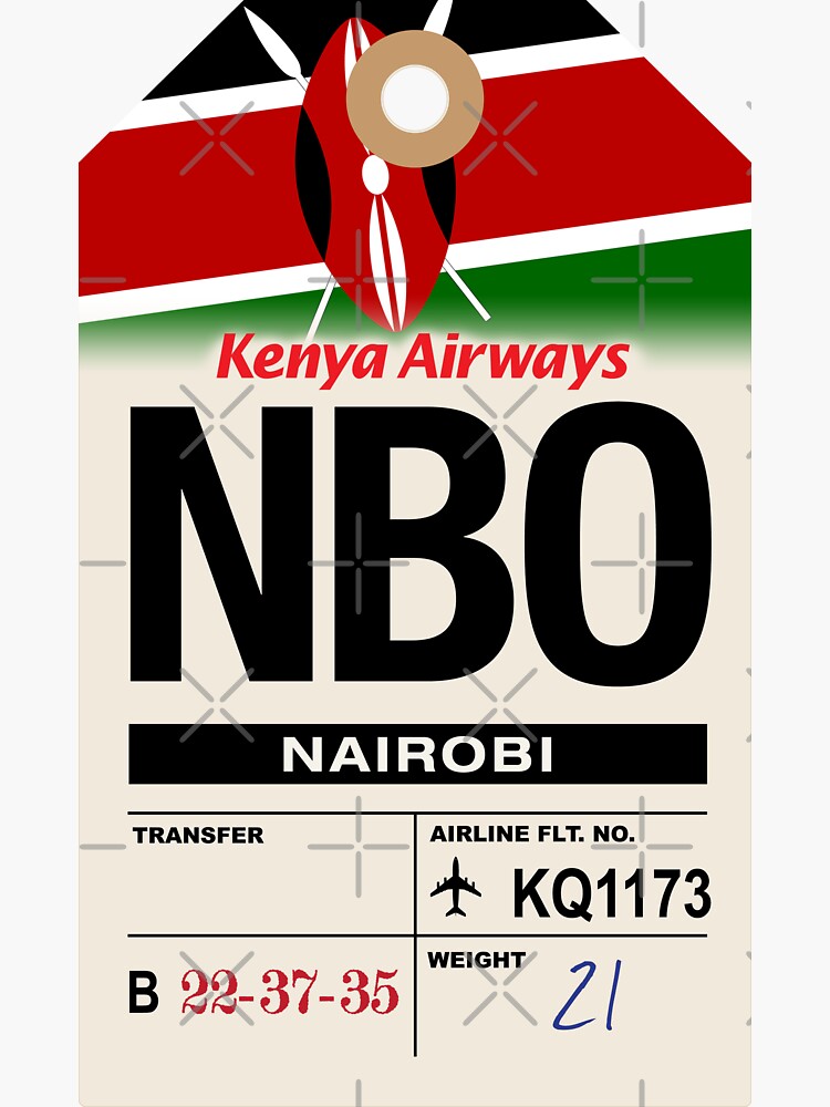 "Nairobi (NBO) Kenya Airline Luggage Tag" Sticker for Sale by ...