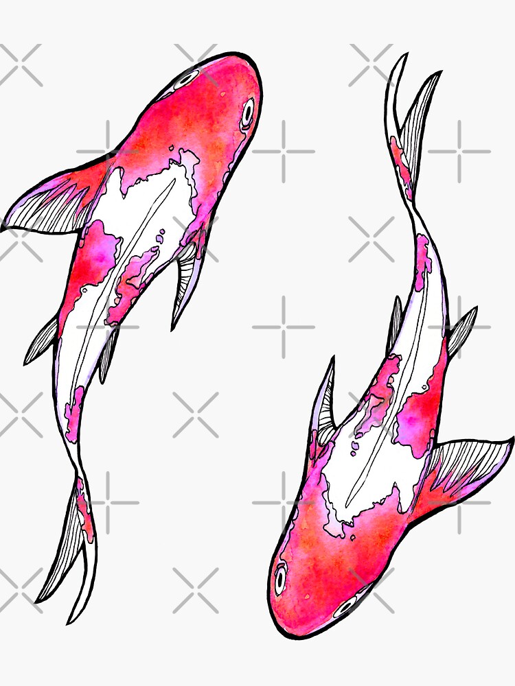"Pink Koi fish" Sticker by skinnyginny | Redbubble