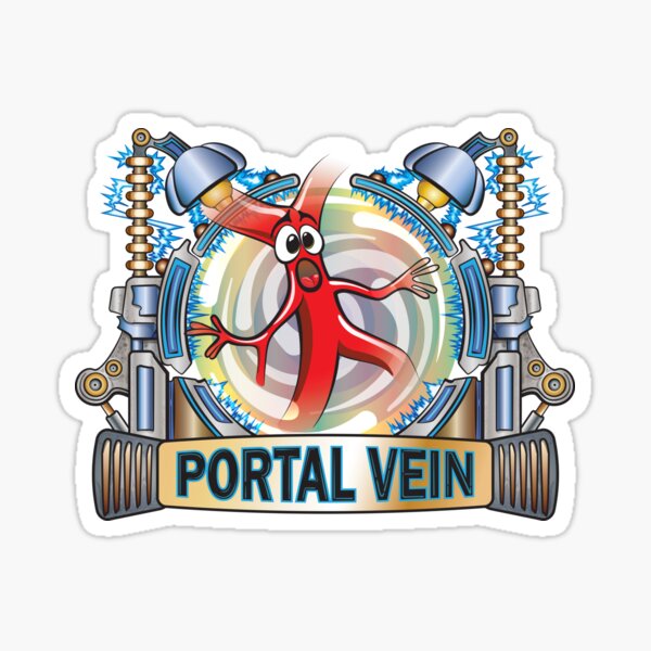 "Portal Vein Teleporter Cartoon - Funny Anatomy Series" Sticker for ...