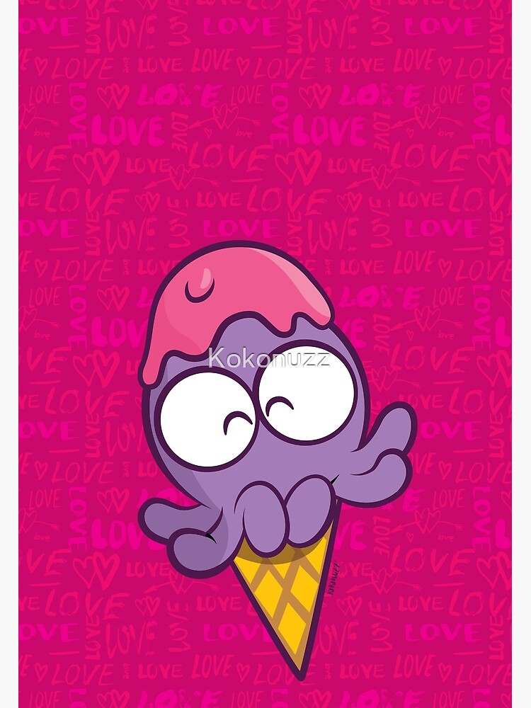 "Kawaii Octopus Ice Cream Cone! – Cute Otto in Pink Love" Art Print by ...