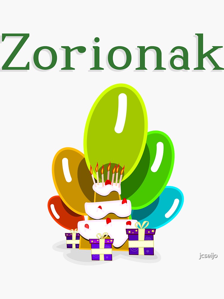 "Happy Birthday in Euskera - Zorionak" Sticker by jcseijo | Redbubble