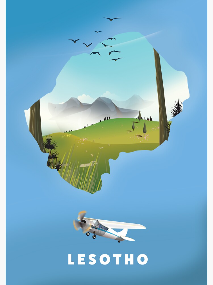 "Lesotho Travel poster " Sticker by vectorwebstore | Redbubble