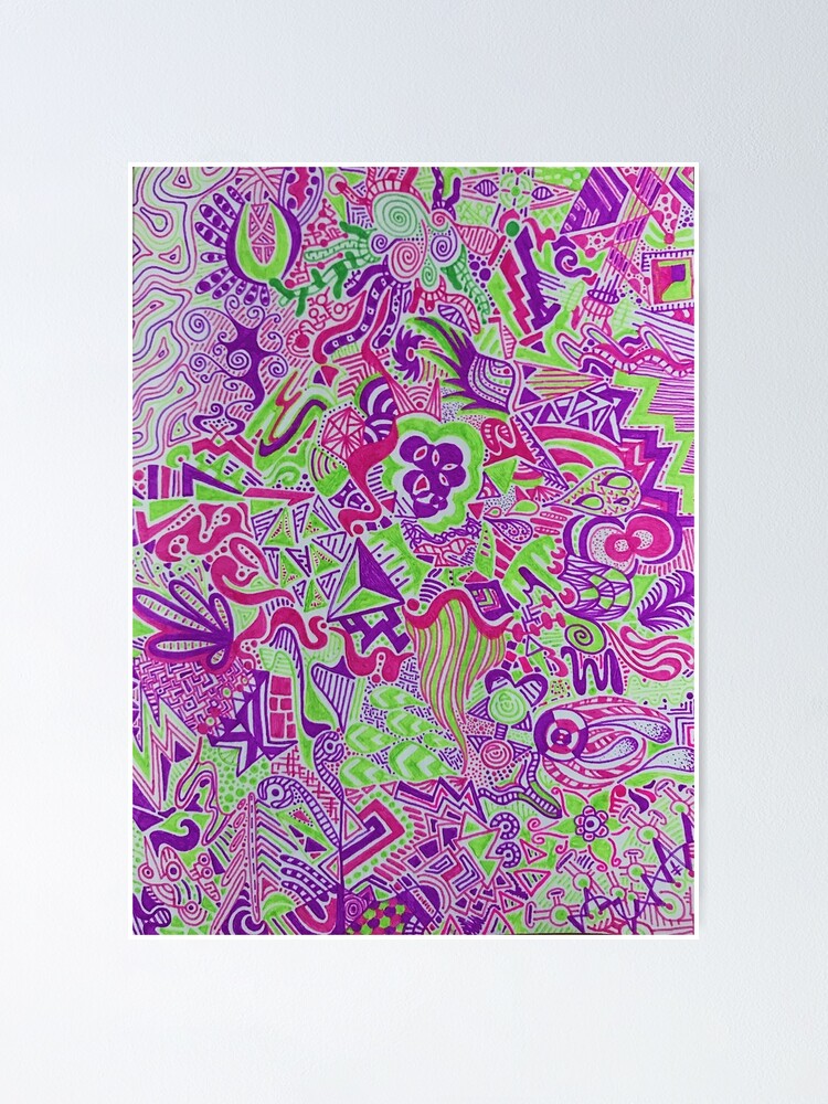"Neon Zentangle" Poster by kahliad22 | Redbubble