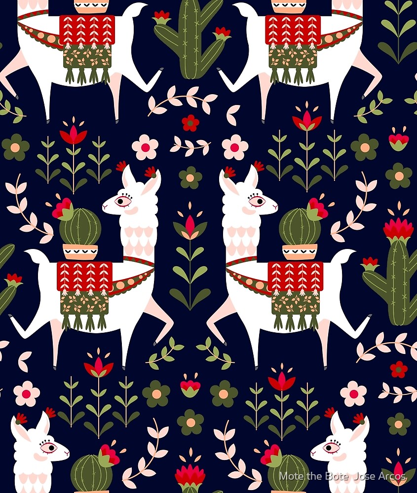"Scandinavian Llama Folk Art " by Mote the Bote Jose Arcos | Redbubble