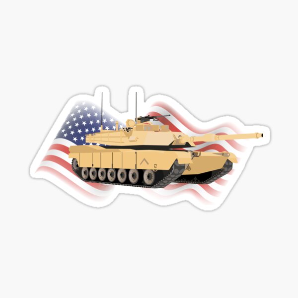 "M1A1 / M1A2 Abrams Tank with American Flag" Sticker for Sale by ...