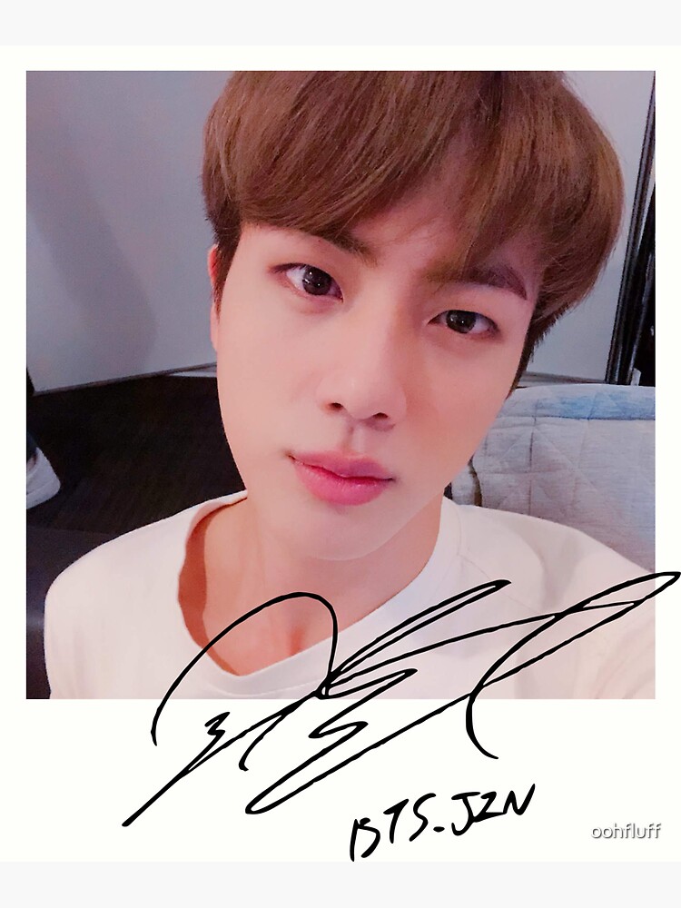 "BTS JIN POLAROID + SIGNATURE" Sticker by oohfluff | Redbubble