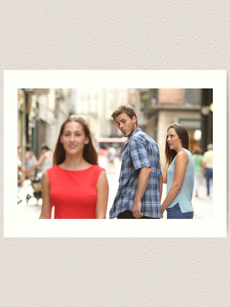 "Guy looking back meme" Art Print for Sale by Ironic-Tees | Redbubble