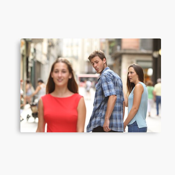 "Guy looking back meme" Canvas Print for Sale by Ironic-Tees | Redbubble