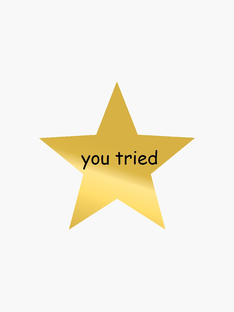 "you tried" Sticker for Sale by xoCatty | Redbubble