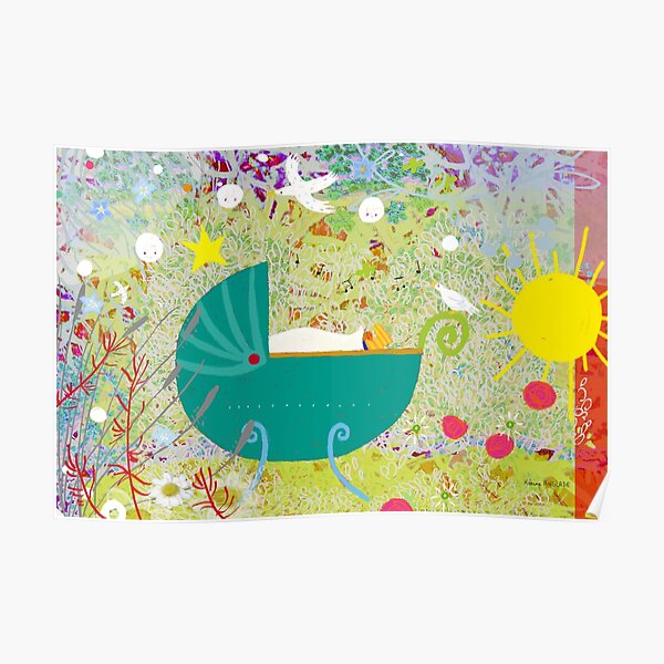 "Child motif "pram in the sun"" Poster for Sale by Karine-Anglade ...
