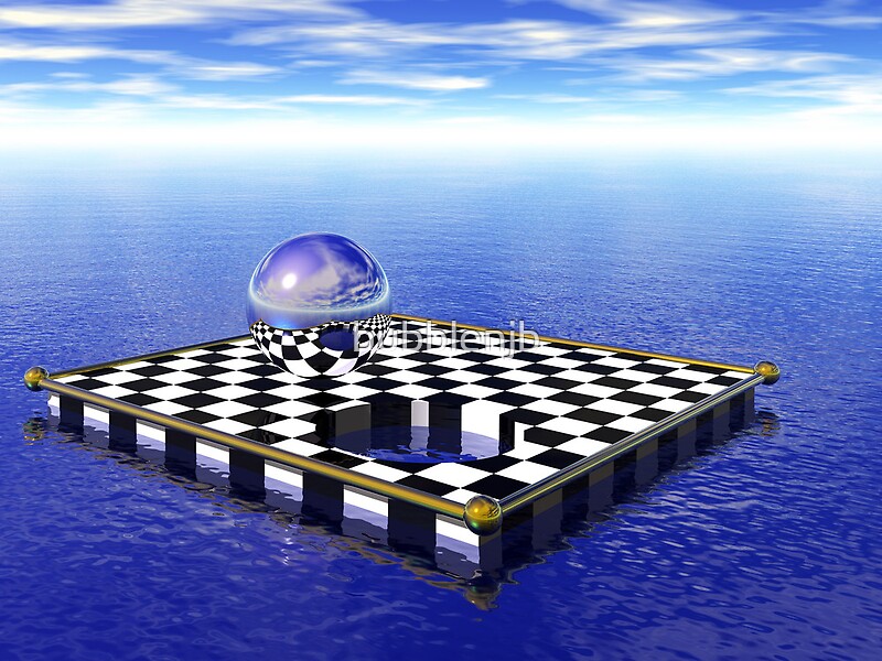 "Floating Chess Board with Sphere" by bubblenjb | Redbubble