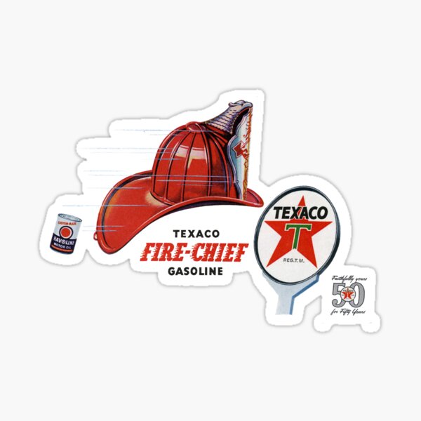 "Texaco Fire Chief 1950s " Sticker for Sale by taspaul | Redbubble