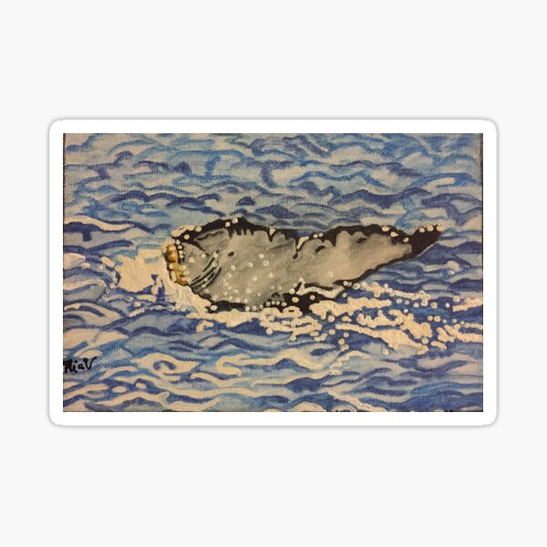 "Humpback Whale in a Fluke Dive." Sticker by RiaV | Redbubble