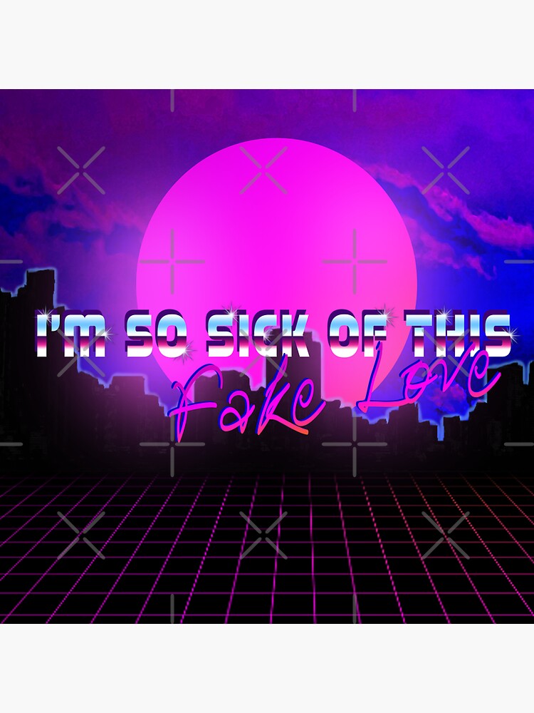 "BTS 80's Retro Futuristic Fake Love" Sticker for Sale by tinysmolnerd ...