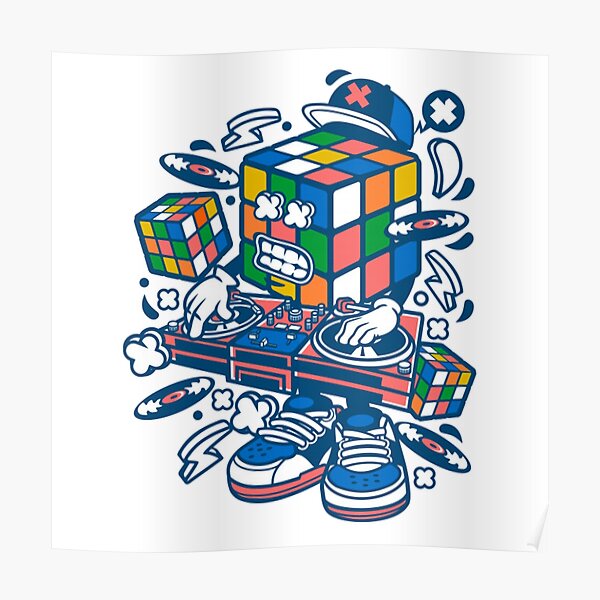 "Rubix Cube Disk Jockey Cartoon" Poster by tato69 | Redbubble