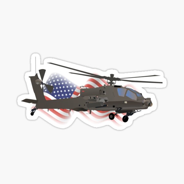 "AH-64 Apache Helicopter with American Flag" Sticker for Sale by ...