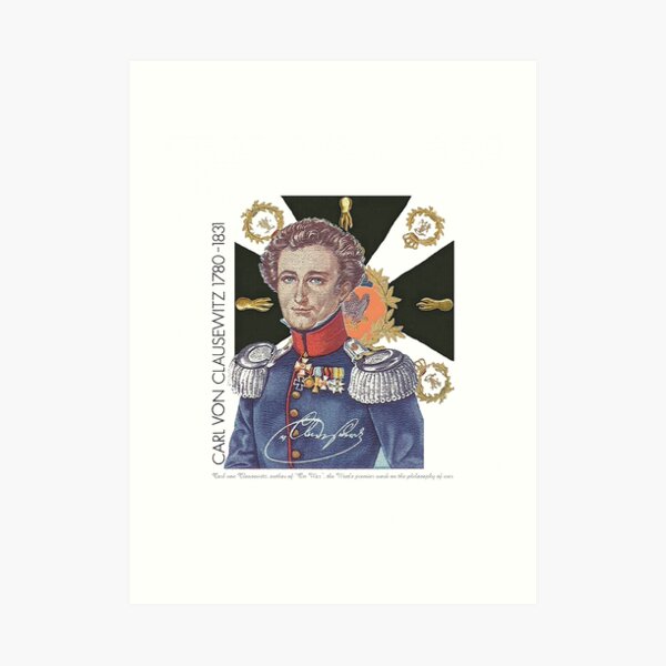 "Carl von Clausewitz Portrait with Prussian Flag " Art Print by ...