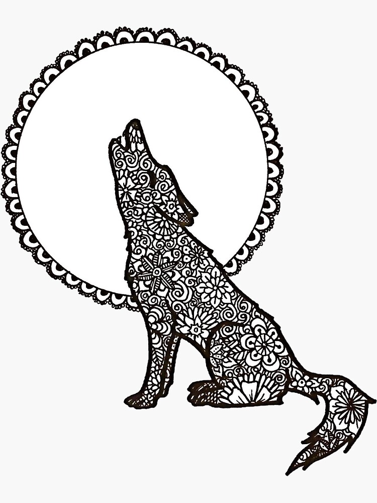 "Zentangle Wolf Howling" Sticker for Sale by Zentangimals | Redbubble