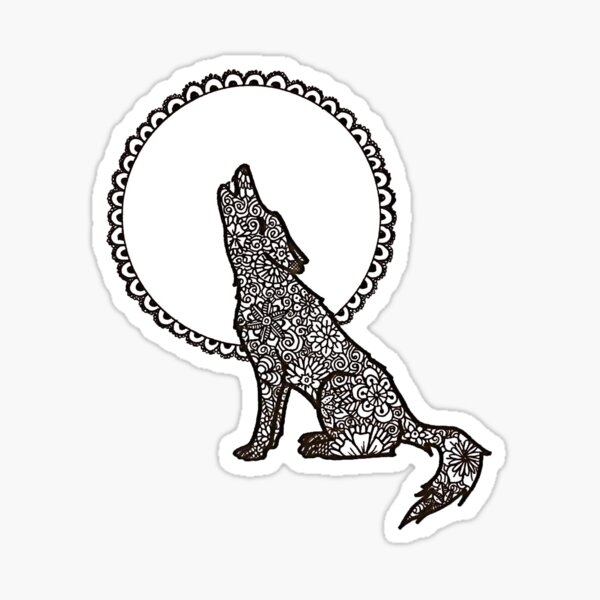 "Zentangle Wolf Howling" Sticker for Sale by Zentangimals | Redbubble