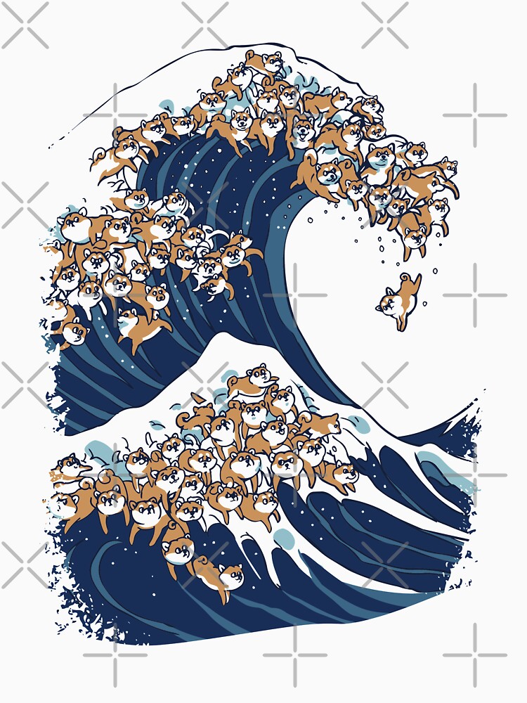 "The Great Wave of Shiba Inu" T-shirt for Sale by Huebucket | Redbubble ...