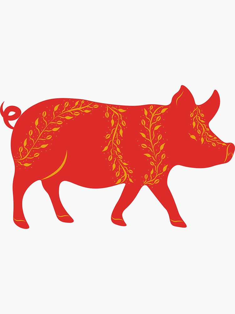 "red pig" Sticker for Sale by artsofy | Redbubble