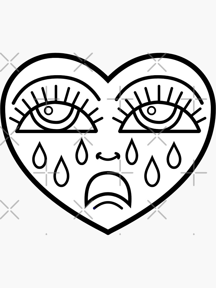 Pegatina «Tatuaje del corazón llorando» de Night-Sky-Art | Redbubble