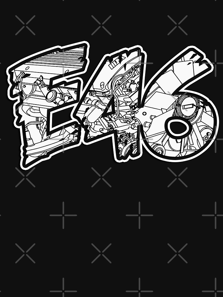 "E46 Logo - Engine Blueprint" T-shirt for Sale by logotechdesign ...