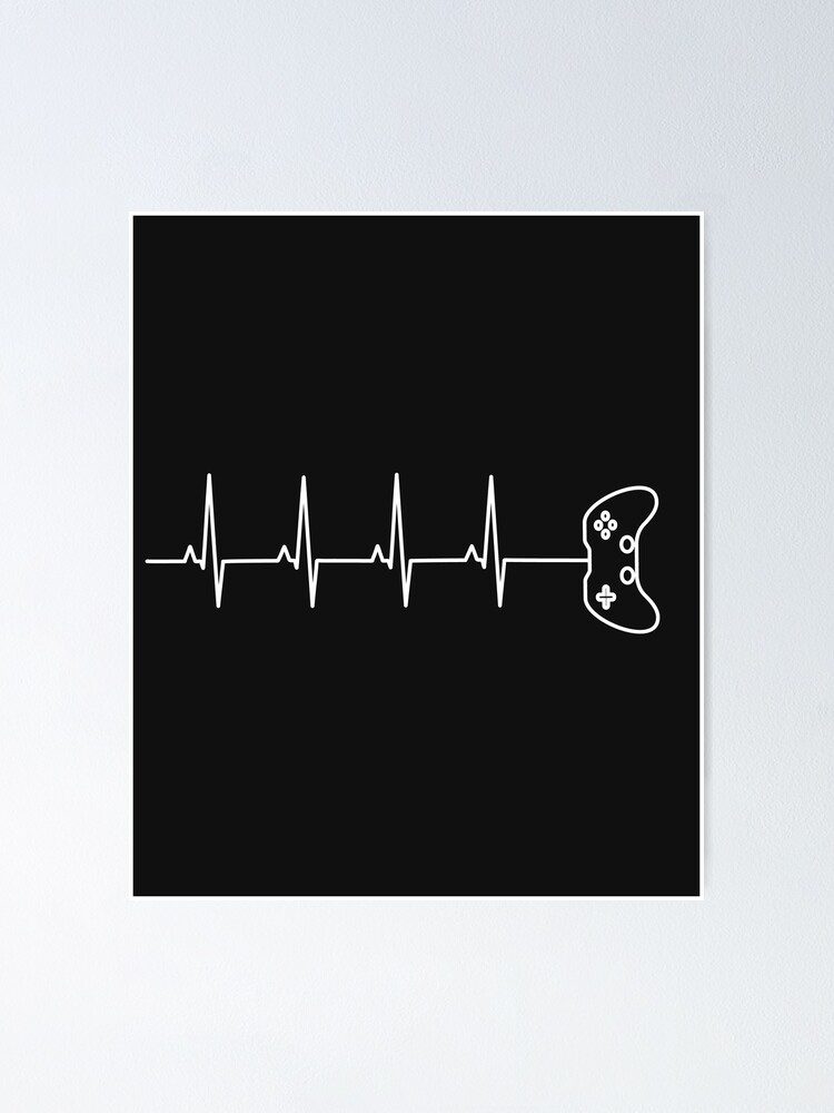 "Player Gamer Heartbeat ECG Controller Gamepad Video Games Gift" Poster ...