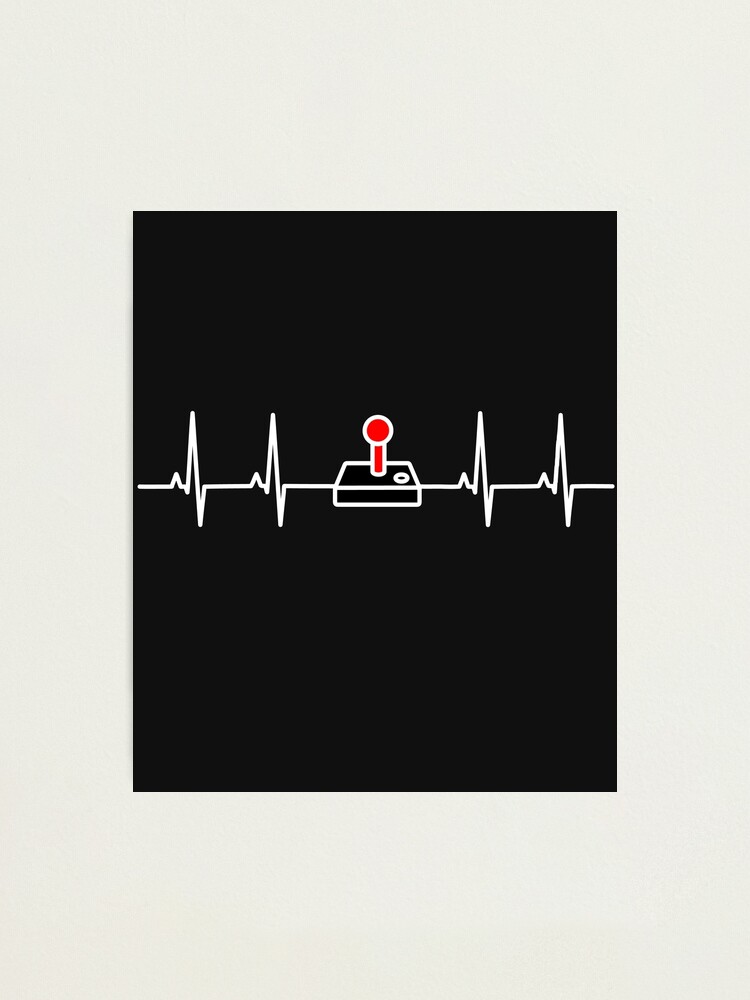"Joystick Player Gamer ECG Heartbeat Gift" Photographic Print by ...