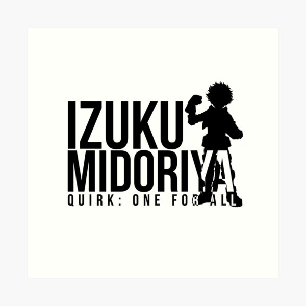 "BNHA Izuku Midoriya Quirk Typography Black Version" Art Print by ...