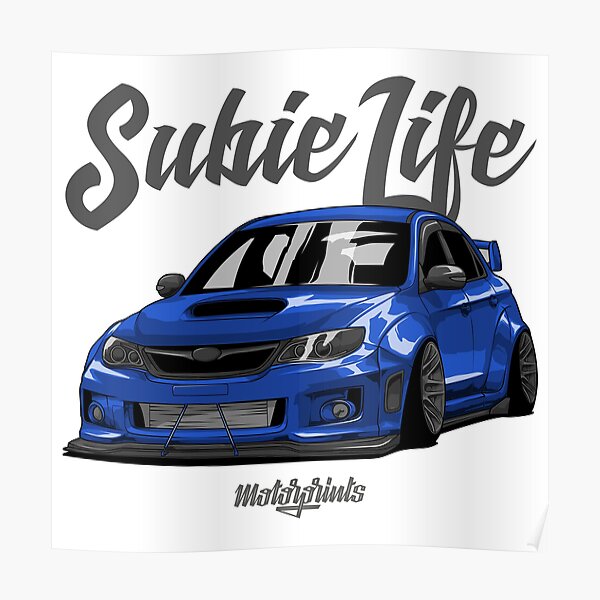"Subie Life STi (blue)" Poster by MotorPrints | Redbubble