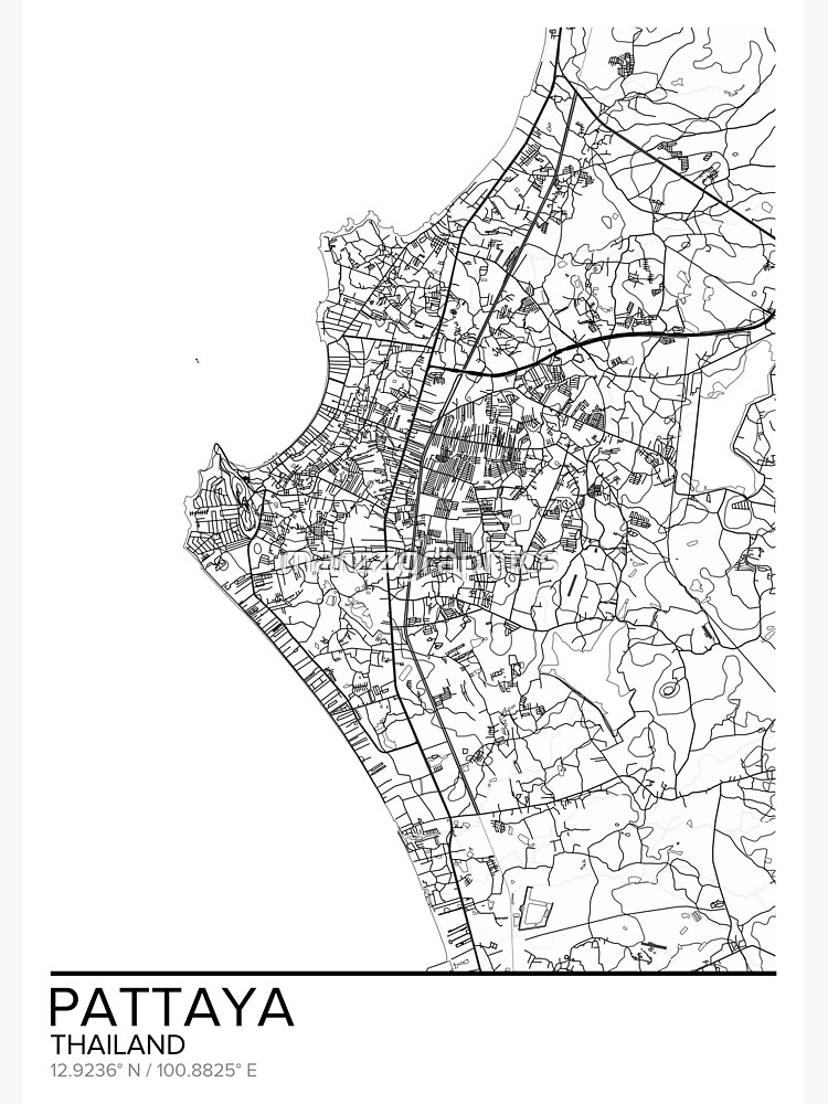 "Pattaya map poster print wall art, Thailand gift printable, Home and ...