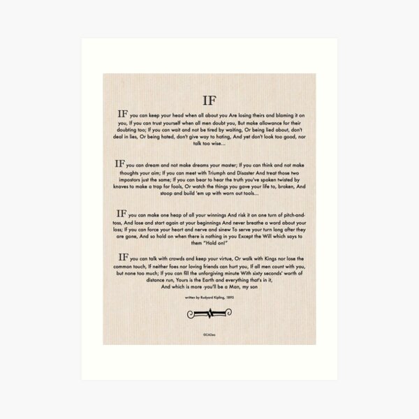 "If Quote By Rudyard Kipling" Art Print for Sale by Desiderata4u ...