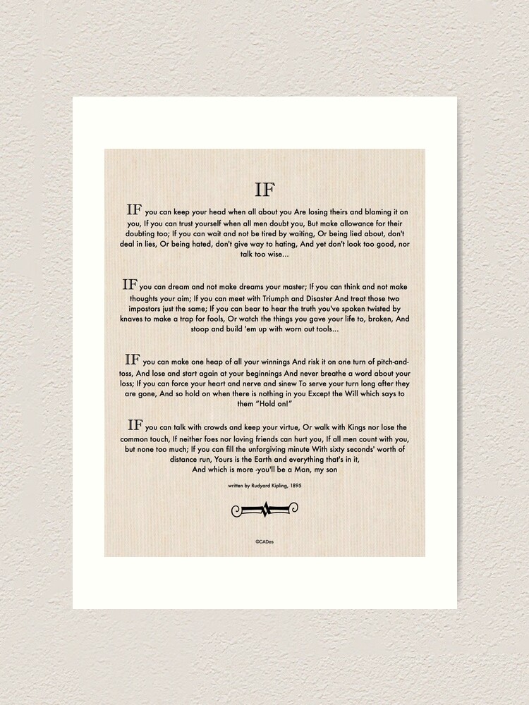 "If Quote By Rudyard Kipling" Art Print for Sale by Desiderata4u ...