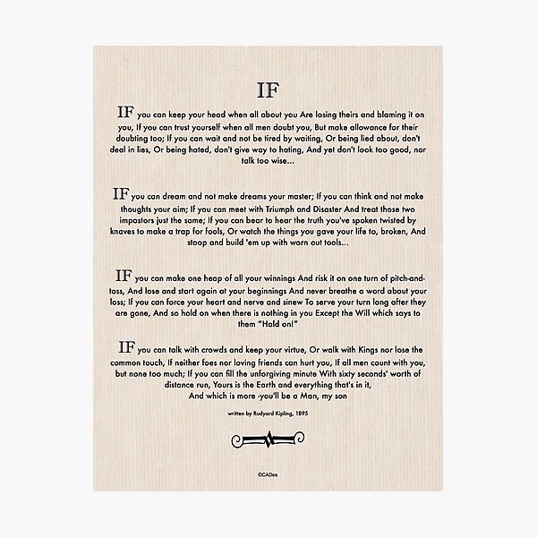 "If Quote By Rudyard Kipling" Photographic Print by Desiderata4u ...