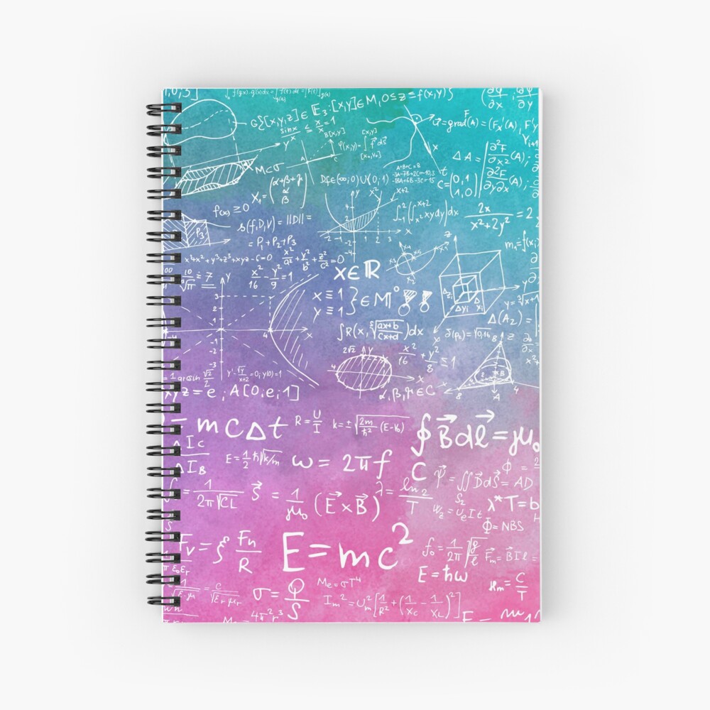 "Math Formula Equation Watercolor" Spiral Notebook by PopArtDesigns ...