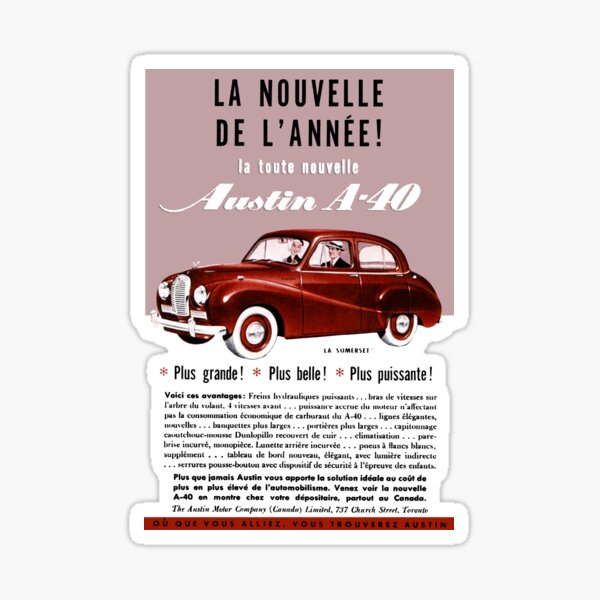 "AUSTIN A-40" Sticker by ThrowbackMotors | Redbubble