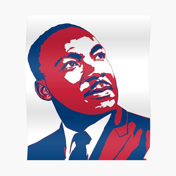 "Martin Luther King, MLK in Color Printing in Patriot, Portrait Print ...