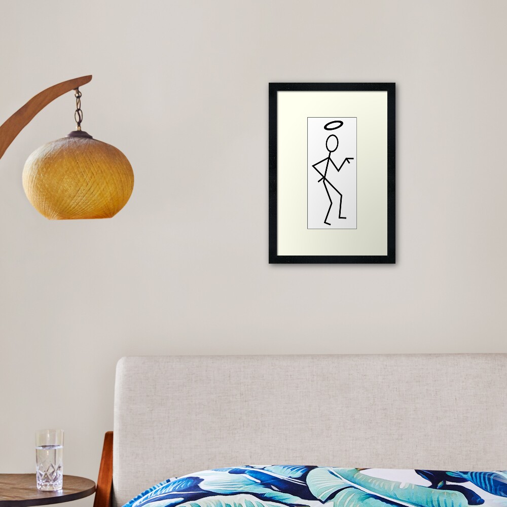 "The Saint Stick Figure (Black)." Framed Art Print for Sale by ...