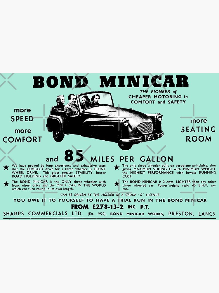 "BOND MINICAR" Poster by ThrowbackMotors | Redbubble
