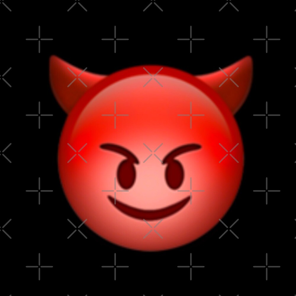 "Red Devil Emoji on Black" by princess-ang-m | Redbubble