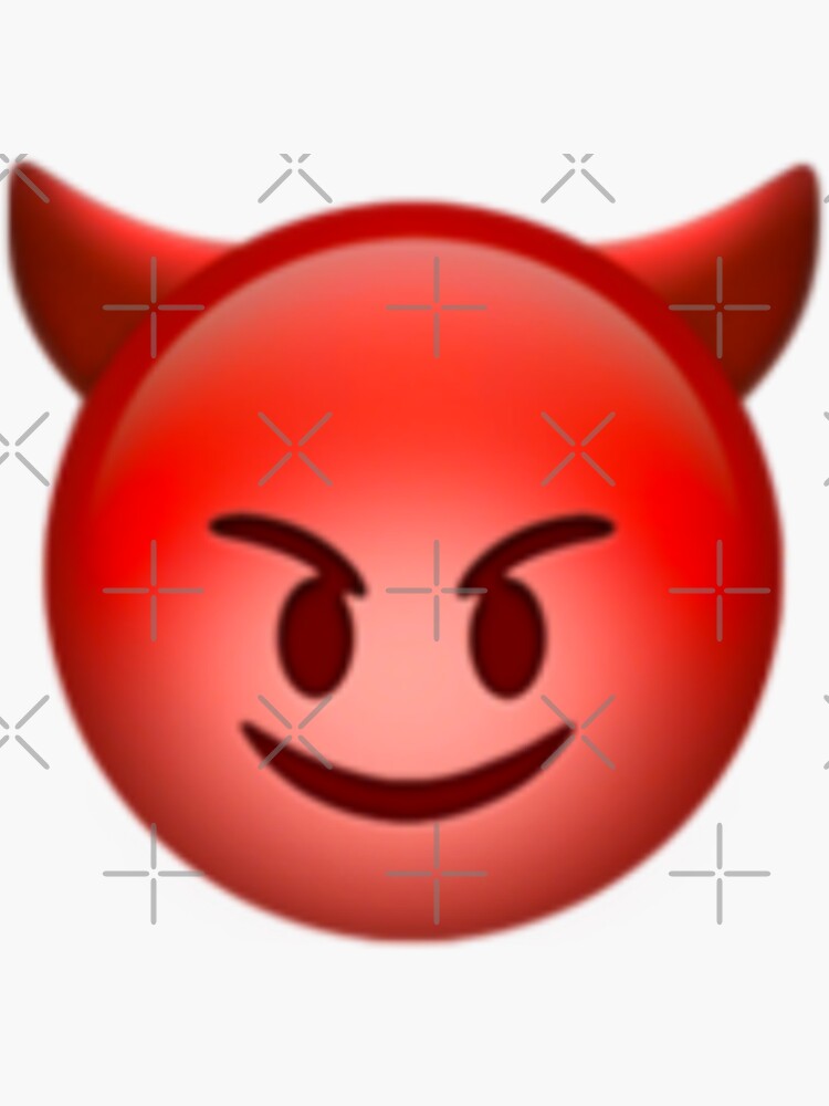 "Red Devil Emoji on Black" Sticker for Sale by princess-ang-m | Redbubble