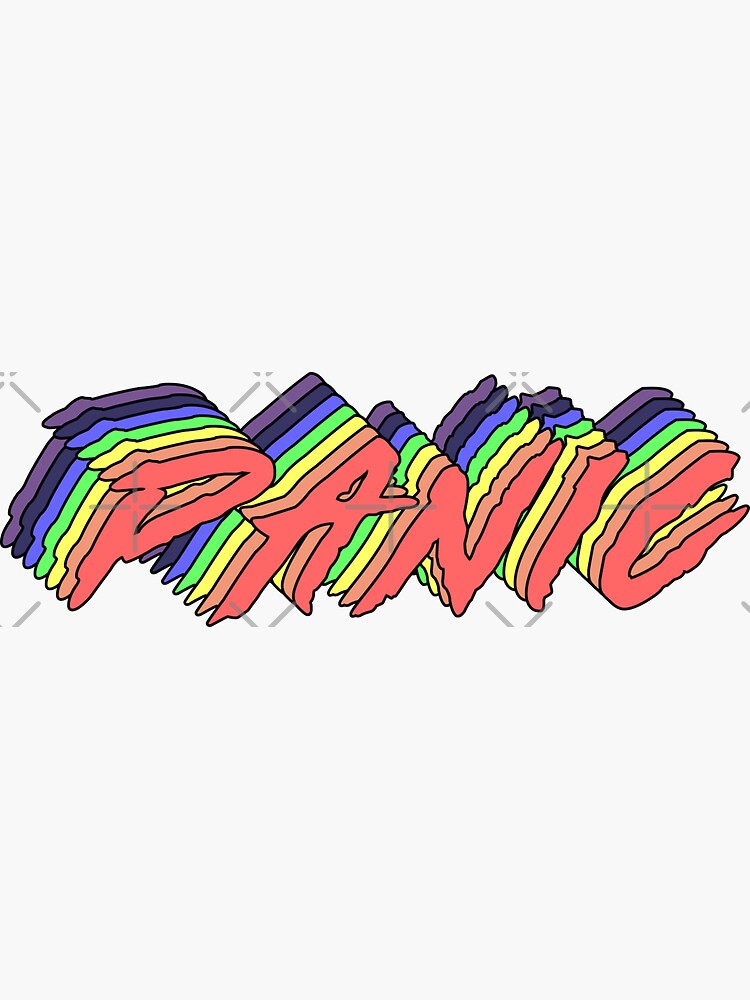 "PANIC Rainbow Layered Typography" Sticker for Sale by chrismanubag ...