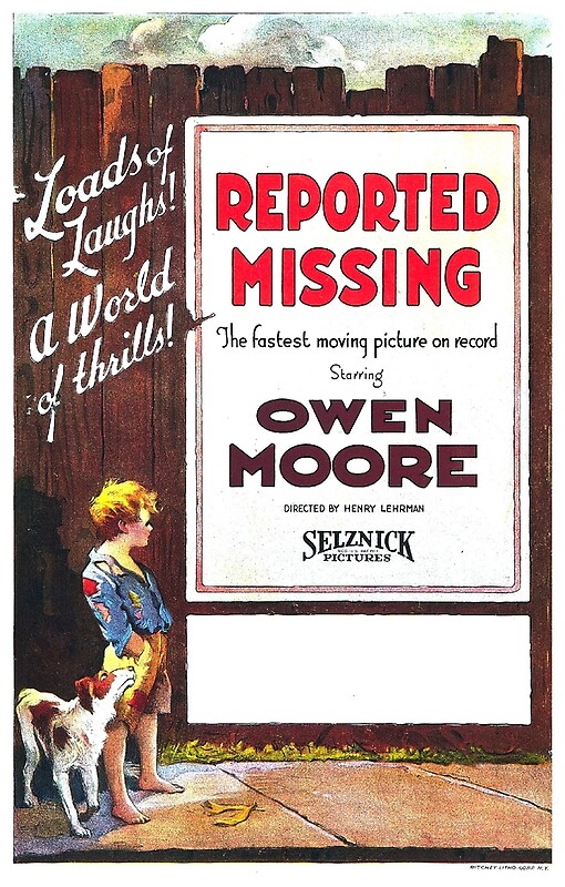 "Vintage Hollywood Nostalgia Reported Missing Film Movie Advertisement ...